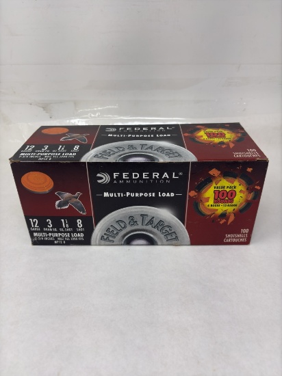 4-25 Shells Federal Field & Target 12 Ga-2 3/4”-1 1/8 oz-8 Shot-Multi ...