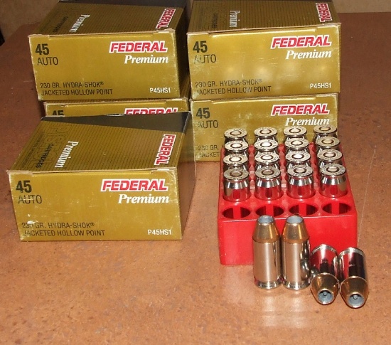 100 Rounds Federal Hydra-Shok .45 ACP | Guns & Military Artifacts Ammo ...