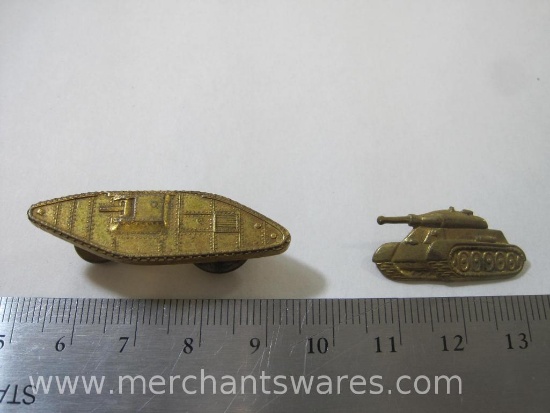 WWII Armored Tank Officer's Collar Insignia and USSR Tank Pin Emblem ...