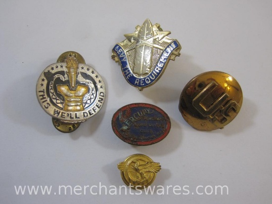 Assorted Military Pins including Army Unit Crest 327th Quarter Master ...