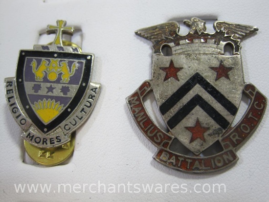 Two ROTC Pins, Authentic Sterling Manulis Battalion US ROTC Crest ...