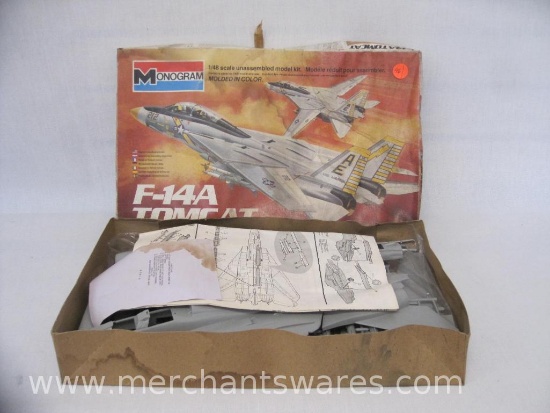 Monogram F-14A Tomcat 1:48 Scale Model Kit #5803, 1981 Monogram Models Inc., As Is See Photos ...