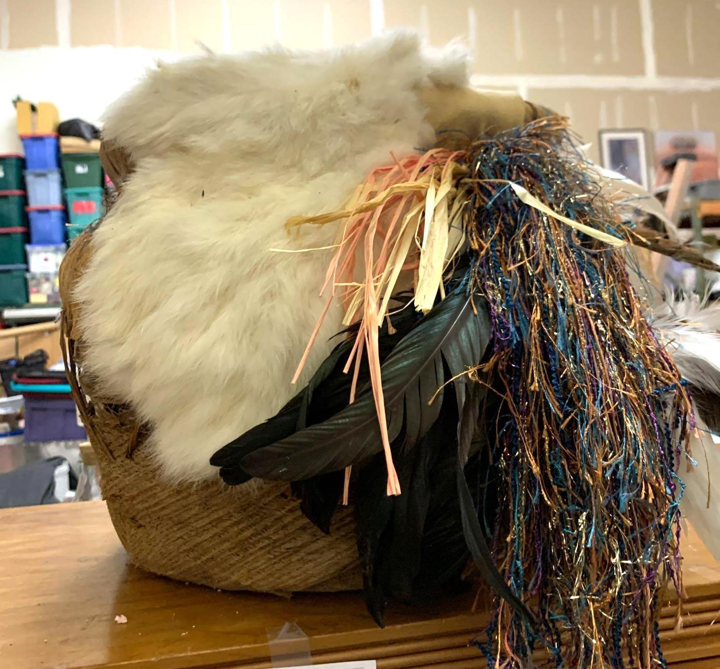 Vintage Prayer Basket with Feathers and Fur | Proxibid