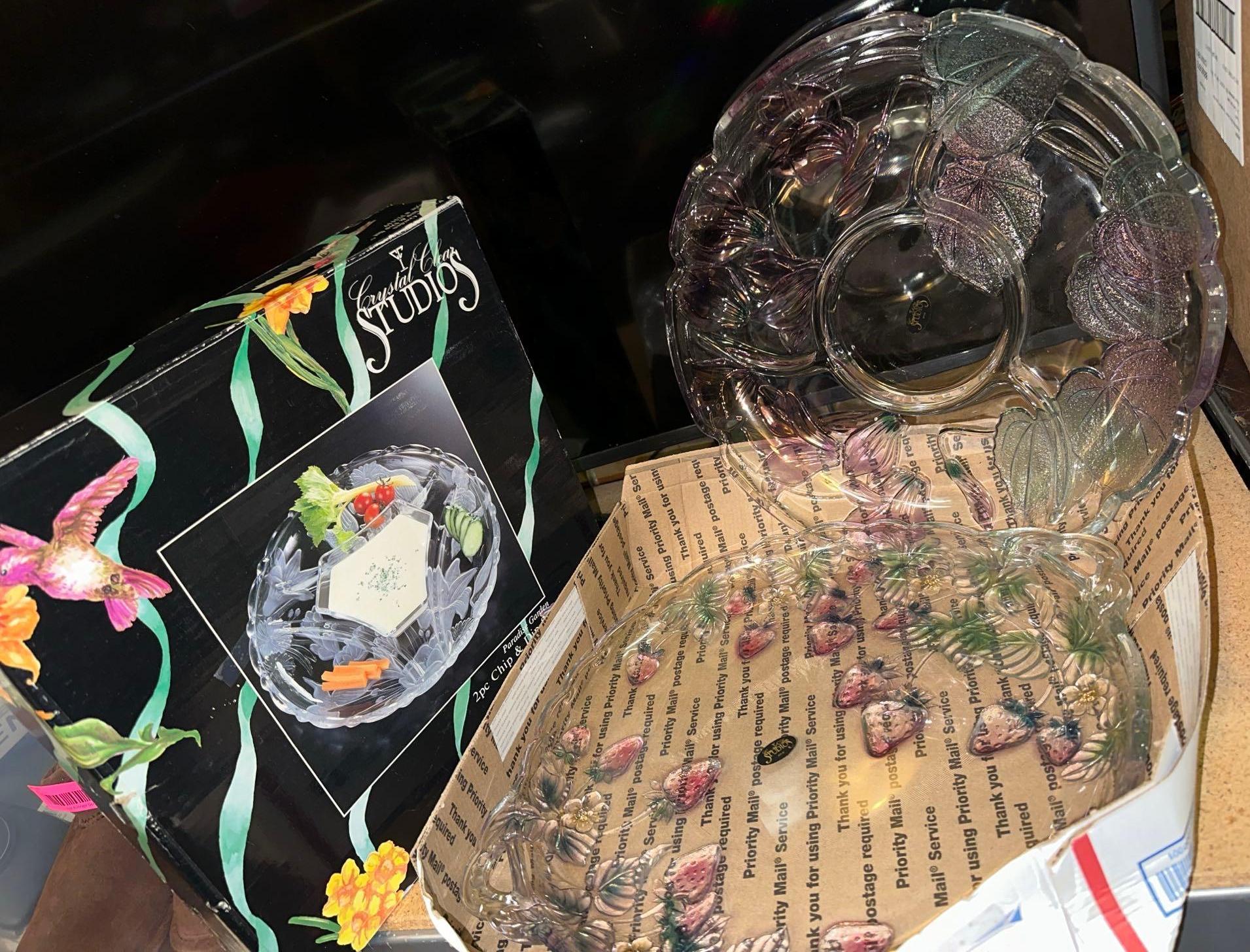 3 Pc Crystal Clear Studios Crystal Platters | Proxibid
