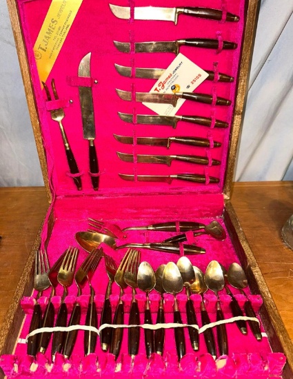 Vintage 29 pc Brass Flatware Set in Wooden Case- Thailand | Art, Antiques & Collectibles ...