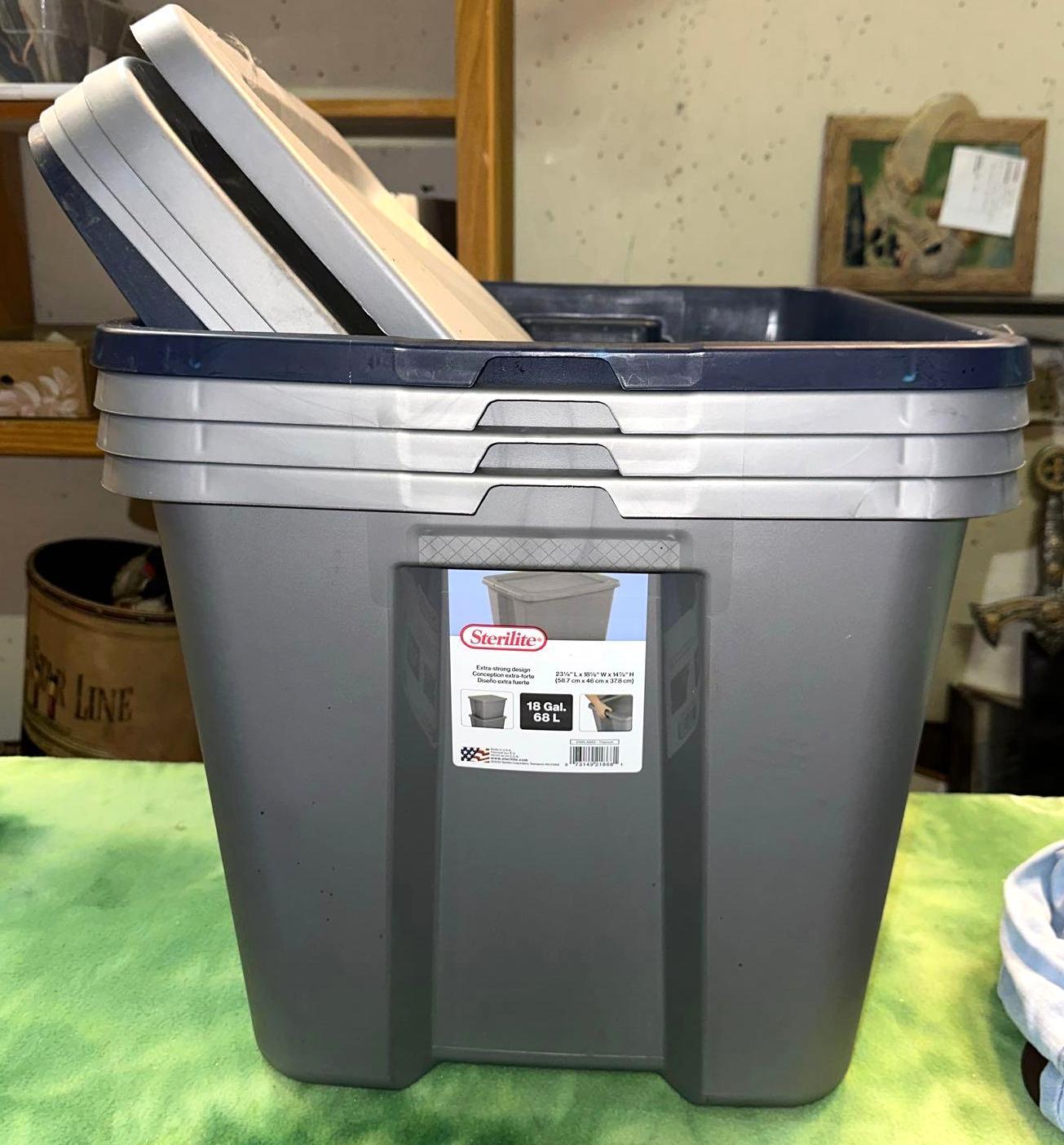 Set of 4 Sterilite 18 Gallon Storage totes with | Proxibid