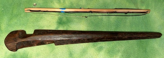 Inuit Old Wooden ADL ADL and Inuit Fishing Rod with Shaved Baleen rope ...