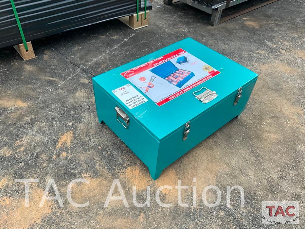 New Ratchet Tie Down And Flatpack Tool Box | Proxibid