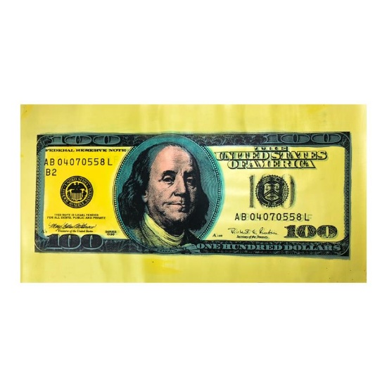 Steve Kaufman (1960-2010) "100 Dollar New Ben Bill" Original Mixed ...