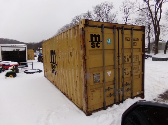 Yellow, 20' Shipping/Storage Container, Barn Doors On End ...