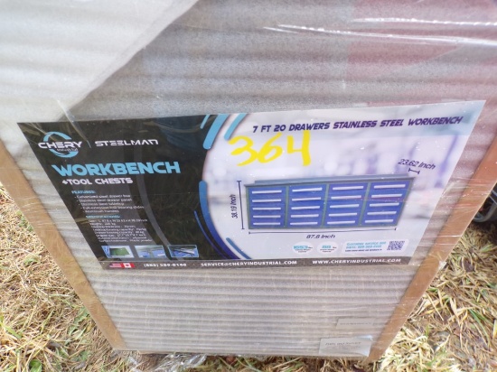 New, Chery Ind. Steelman, Blue, 20-Drawer, 7' Stainless Steel Workbench ...