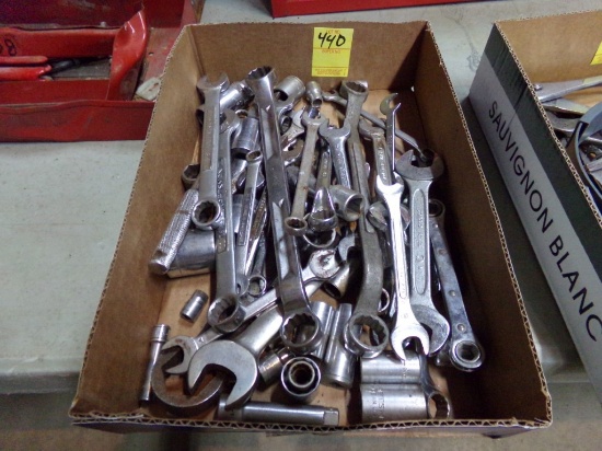 Box with Misc Combination Wrenches, Box of Wrenches and Some Sockets ...