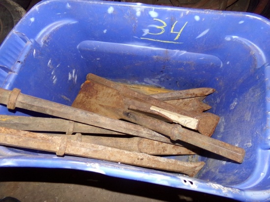 Blue Tub of Jack Hammer Chisels | Heavy Construction Equipment Light ...