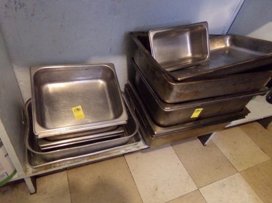 Large Group of Full Size Prep Pans on Bottom Shelf, Some Smaller ones ...