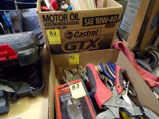 2 Boxes Of Assorted Snips Pliers Vice Grips Needle Nose Dykes Estate And Personal Property