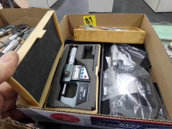 Box With (3) Micometers (Mitutoyo 0-1'' Digital, 1-2'' With Carbide ...