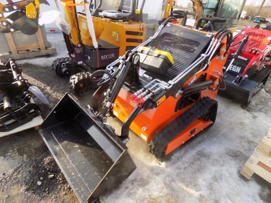 New EGN EG360 Mini Skid Steer Loader, Orange, Gas Engine, High Tracks ...
