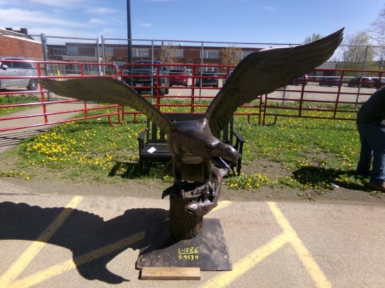 Fancy Steel Eagle and Fish Statue, 6' Tall x 8' Wide, Really Neat (9584 ...