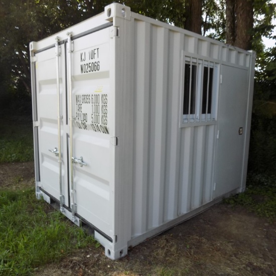 New 10' Storage/Shipping Container w/WAlk-Through Door And Barred ...
