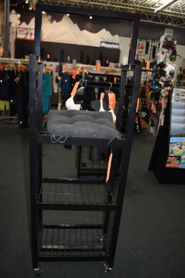 THREE SHELF BLACK METAL DISPLAY CART ON 2" LOCKABLE CASTERS, | Online ...