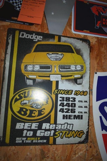 Vintage Dodge Super Bee Sign Yellow, Black, White 15-in x 12 in ...