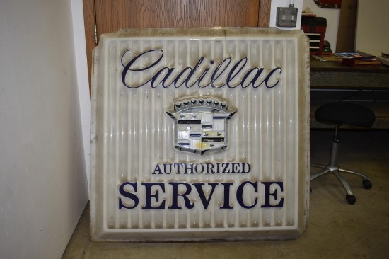 VINTAGE CADILLAC AUTHORIZED SERVICE OUTDOOR DEALER ADVERTISING SIGN ...