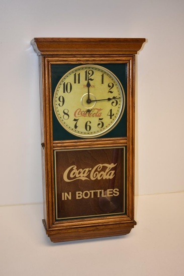 VINTAGE COCA COLA WOODEN PENDULUM WALL CLOCK | Online Auctions | Proxibid