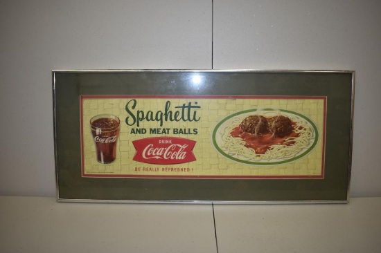 FRAMED PRINT COCA-COLA SPAGHETTI SIGN | Online Auctions | Proxibid