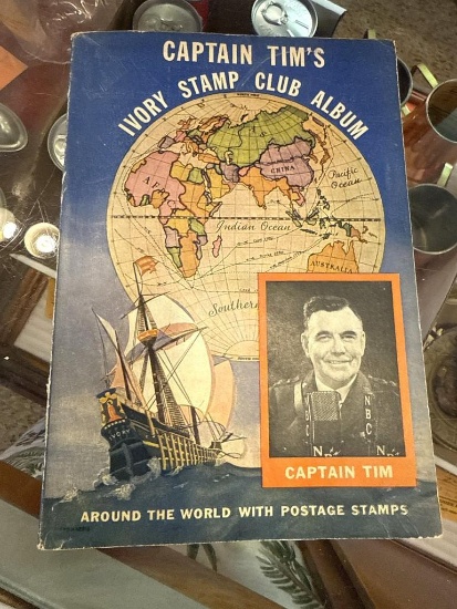 STAMP COLLECTORS! CAPTAIN TIM'S IVORY CLUB ALBUM WITH MANY STAMPS ...