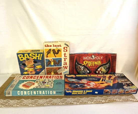 LOT W/ 95) VINTAGE GAMES: BASH, THE LAST STRAW, CONCENTRATION ...