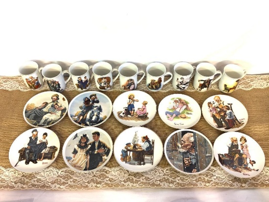 (10) NORMAL ROCKWELL PLATES AND CUPS | Online Auctions | Proxibid