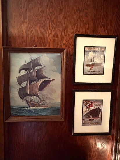 LOT OF (3) NAUTICAL PICTURES: THE RED STAR LINE, & CUNARD LINE ...