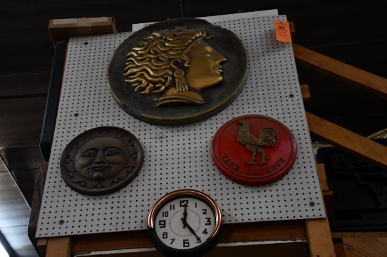 PEGBOARD W/4 ROUND SIGNS/CLOCK, BRING TOOLS | Industrial Machinery ...