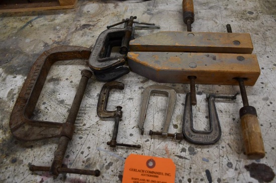 ASSORTED C-CLAMPS, DEEP THROAT CLAMP AND WOOD CLAMPS | Heavy ...