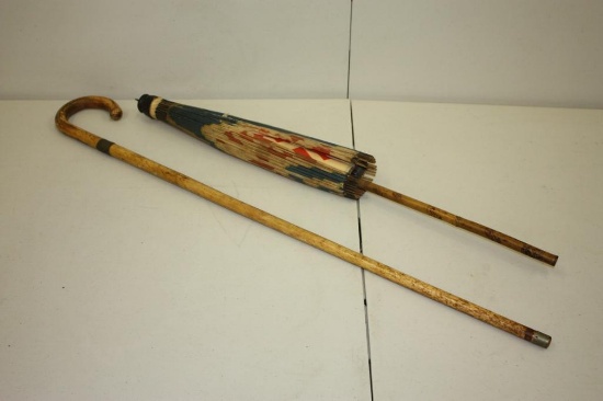 ANTIQUES 1933 CHICAGO WORLDS FAIR UMBRELLA A AND CANE (SOME DAMAGE ...