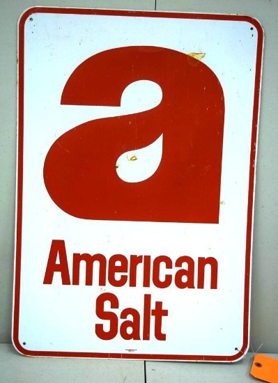 AMERICAN SALT ADVERTISING SIGN, 15 X 26" AND BOX | Online Auctions ...