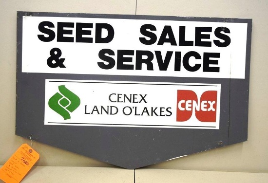 CENEX LAND O'LAKES SEED SALES & SERVICE ADVERTISING SIGN, 35" X 23" TIN ...
