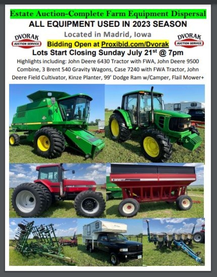 Dvorak Auction Auction Catalog - Estate Full Line of Farm Equipment ...