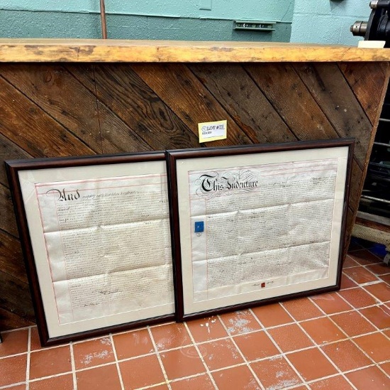 Pair Framed Oversized Documents | Online Auctions | Proxibid