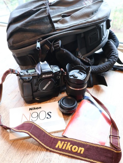 Nikon N90S Camera, Tamron Lens, and Camera Backpack | Art, Antiques ...