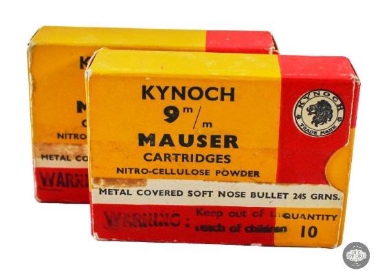 2 Boxes Kynoch 9mm Mauser Ammunition - 20rds | Guns & Military ...