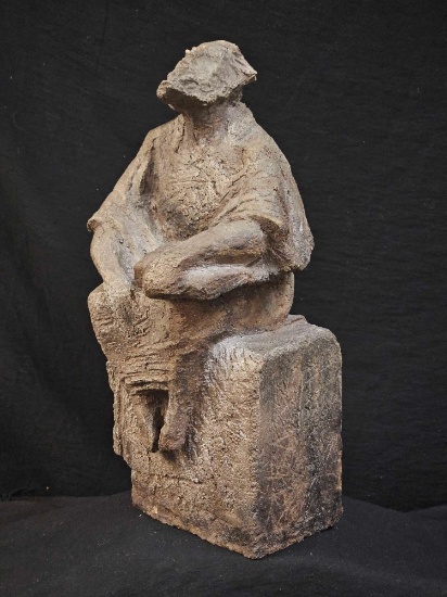 Ceramic-like Material Statue, Contemplating God maybe? Unknown origin ...