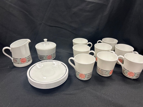 SILK AND ROSE CORELLE BY CORNINGWARE 8 PLACE SETTING COFFEE SET ...