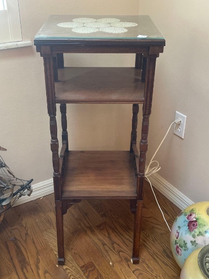 3 Level Spindle-Leg wood plant stand, also known as a gueridon or ...