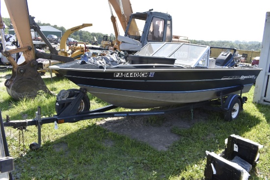 Blue Fin Spectrum 1706 Bass Boat on Escort Single Axle Boat Trailer ...