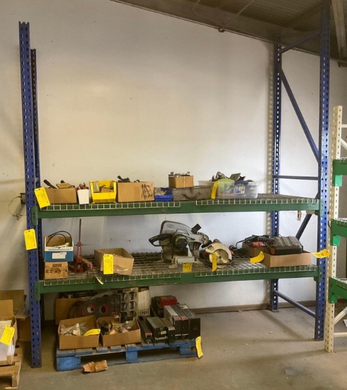 SECTION OF INTERLAKE PALLET RACK WITH WIRE BASKET SHELVES 36" WIDE, 96 ...