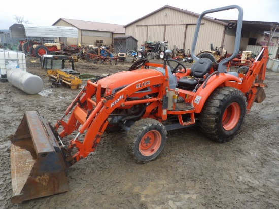 Kioti CK30 4wd Compact Tractor w/ Loader & Subframe Backhoe Attachment ...
