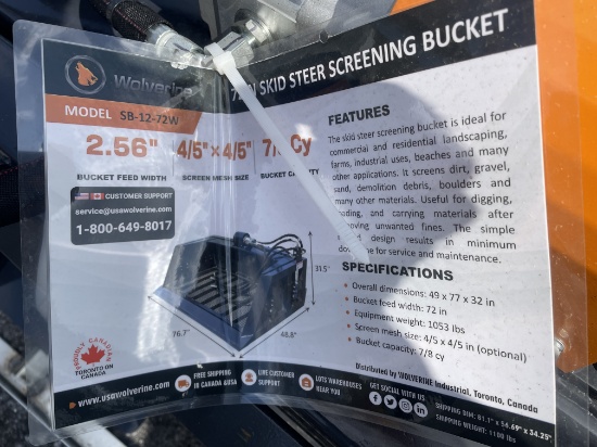 New Wolverine Quick Attach 72" Screening Bucket | Heavy Construction ...