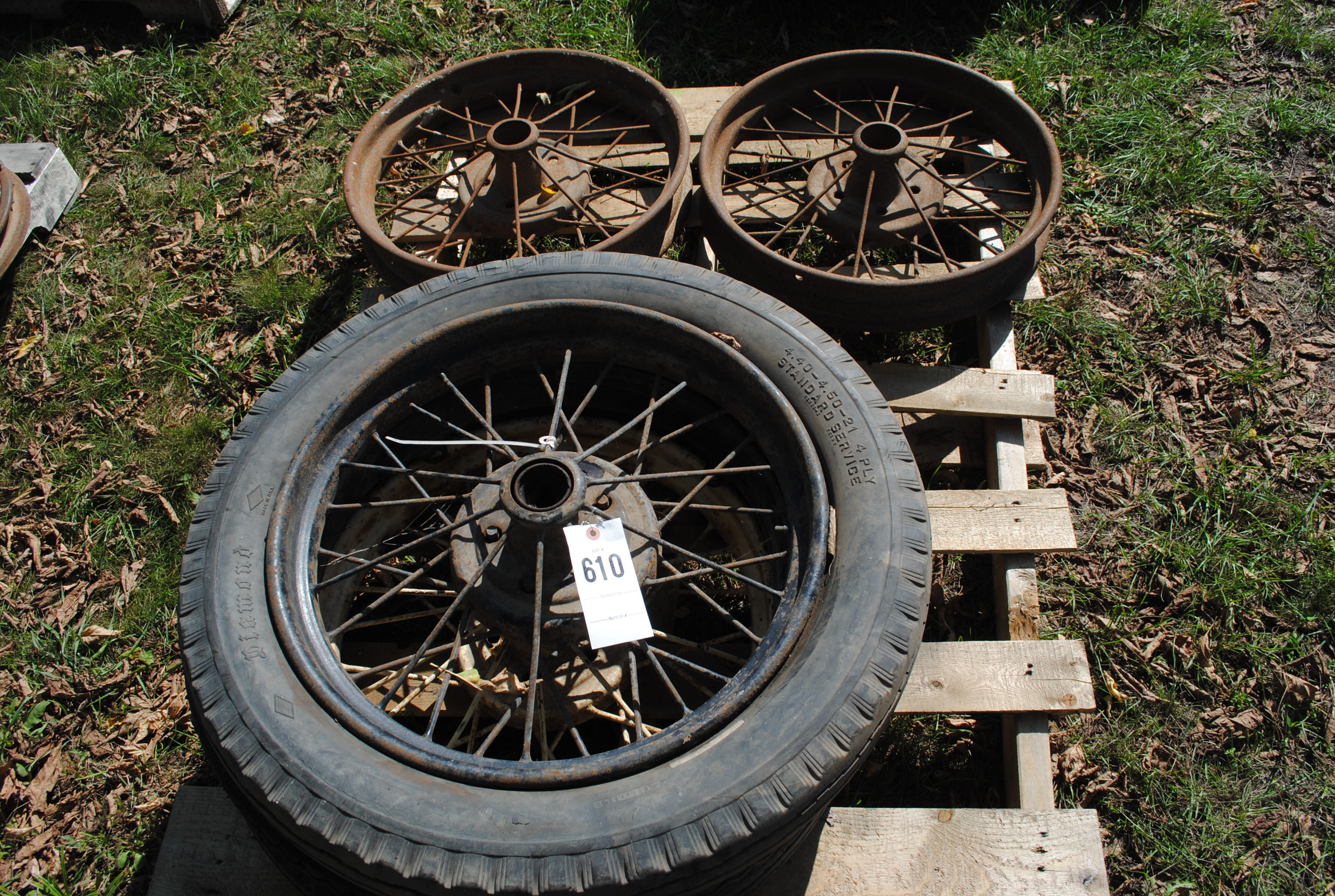Model 'T' Wire wheels, one has hub (sell as set) | Proxibid