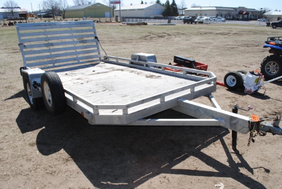 "**T** 78""x12' Aluminum trailer, drop down ramp 5 bolt rims, fenders ...